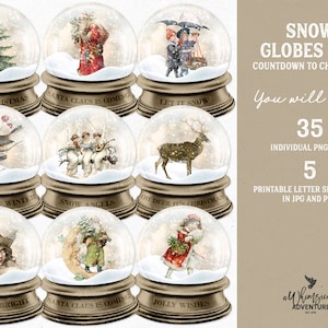 Printable Christmas Snow Globe Countdown for Advent Calendar, Instant ...