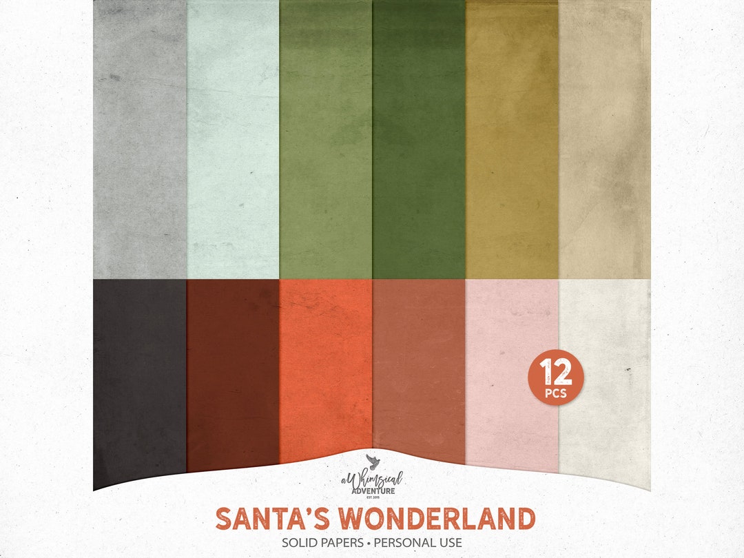 Vintage Christmas Retro Santa Solid Cardstock Scrapbook Paper, Digital ...