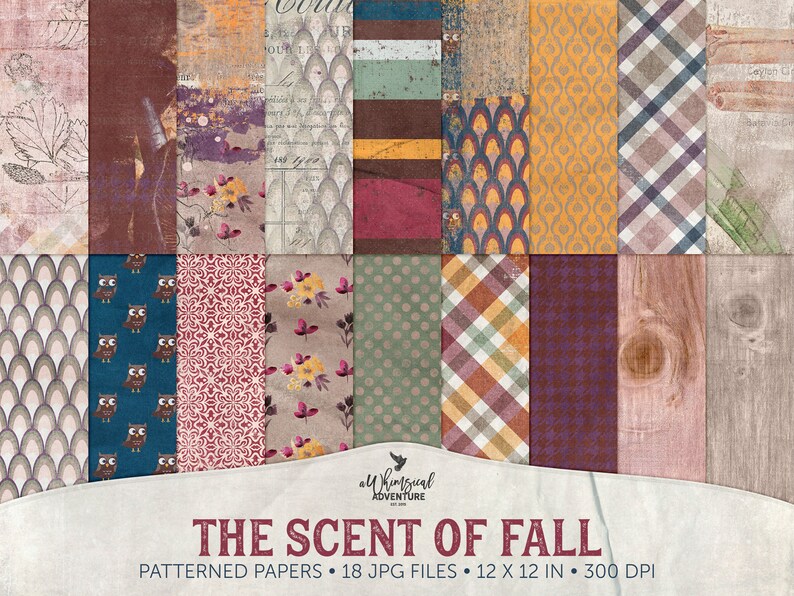 Fall Themed Papers Autumn Mixed Media Patterns Scent of Fall - Etsy