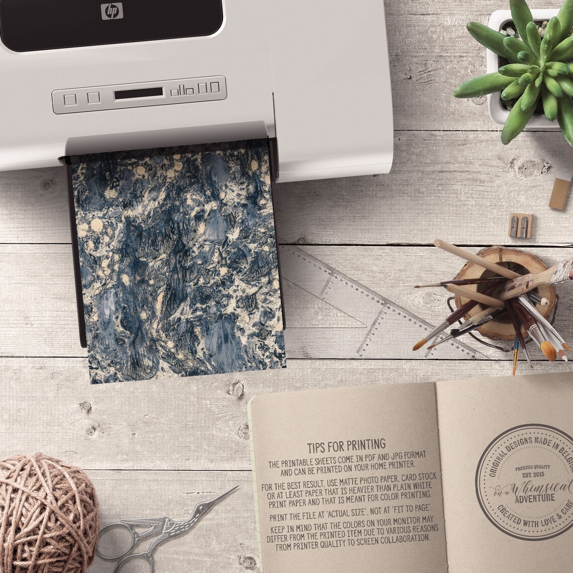 Blue Marble Paper Unique Marble Print Handmade Modern - Etsy