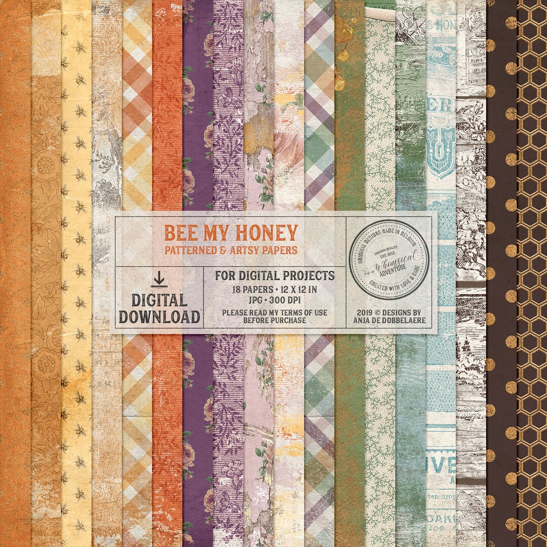 Bee My Honey Digital Paper Beekeeper Gift Save the Bees - Etsy