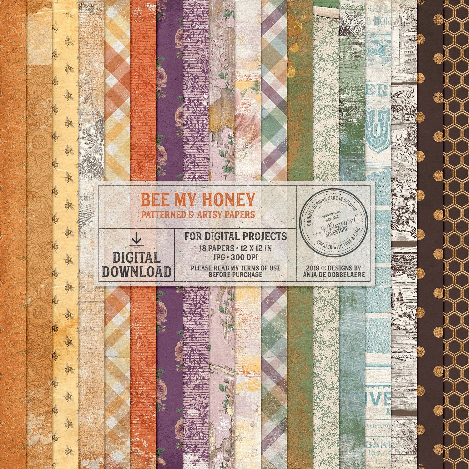 Bee My Honey Digital Paper Beekeeper Gift Save the Bees | Etsy