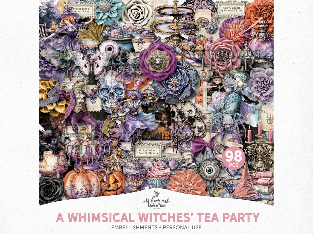 A Whimsical Witches' Tea Party Pastel Halloween Fantasy Clip Art ...