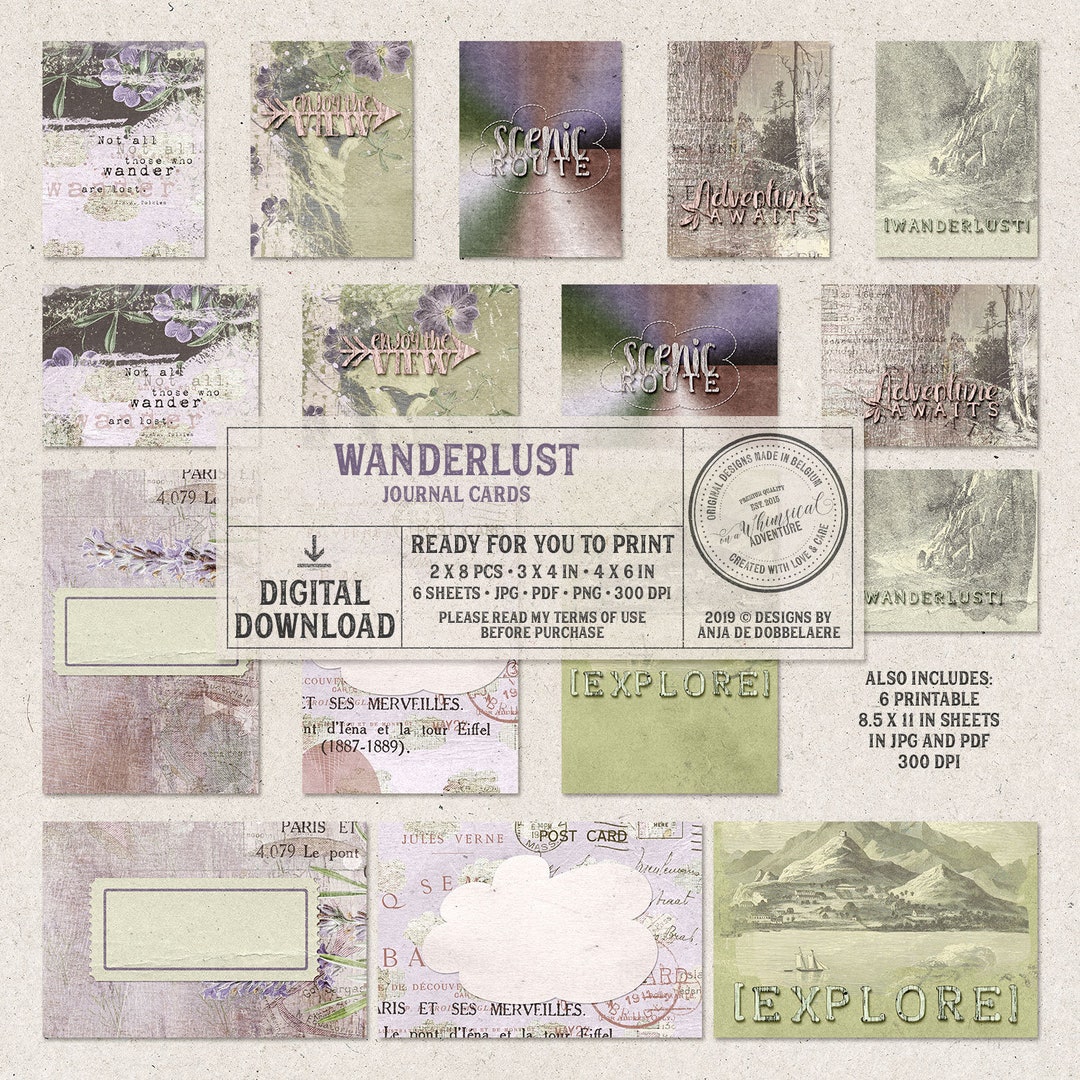 Travel Journal, Printable Pocket Cards, Travel Quotes, Wanderlust ...