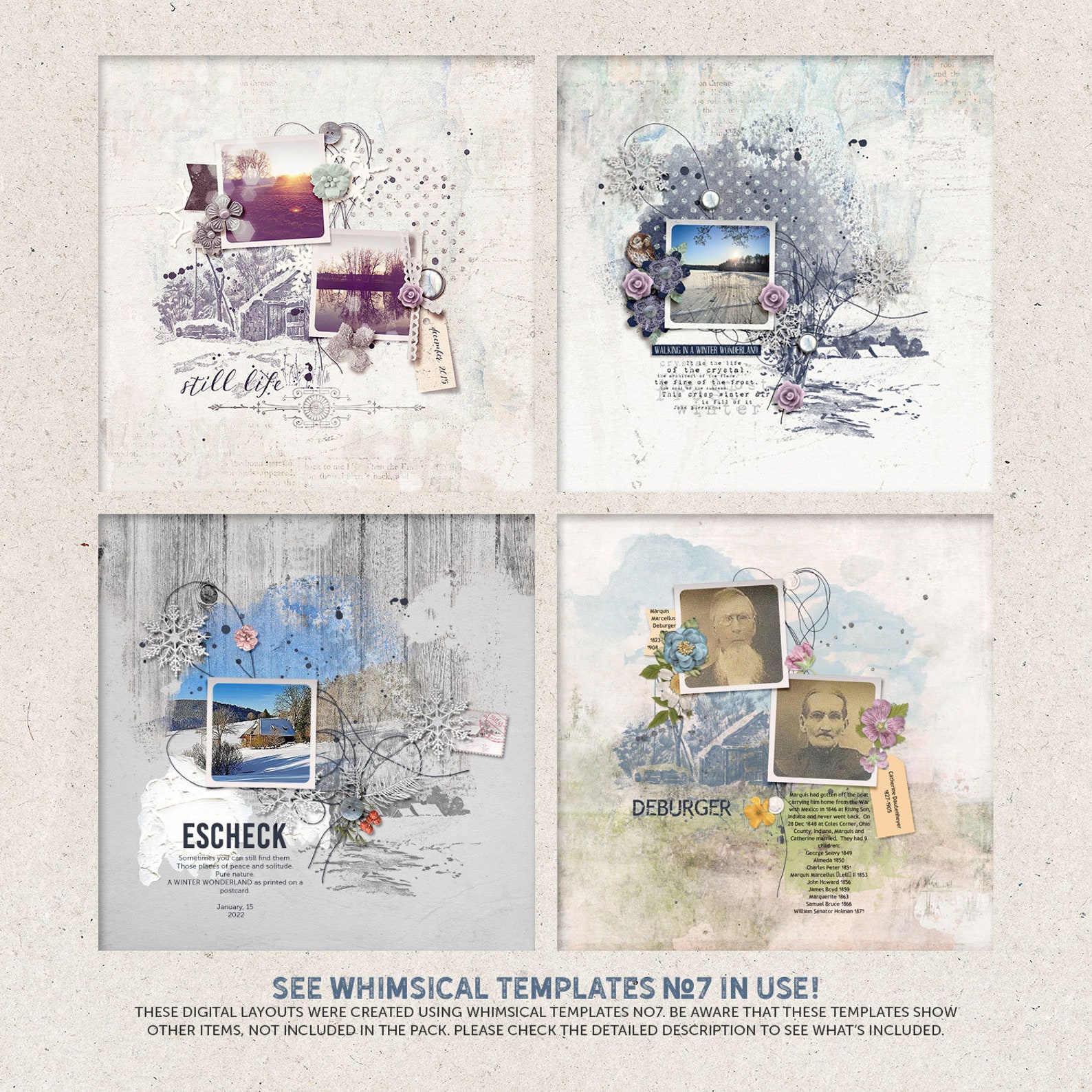 Scrapbook Digital Collage, Digital Storyboard Template, Layered ...