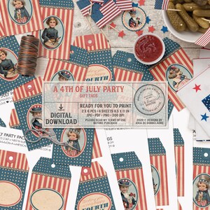 Stars and Stripes, 4th of July, Printable Gift Tags, Red White Blue ...