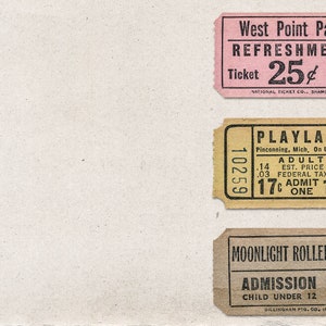 Printable Vintage Tickets, Instant Download, Commercial Use OK, Worn ...