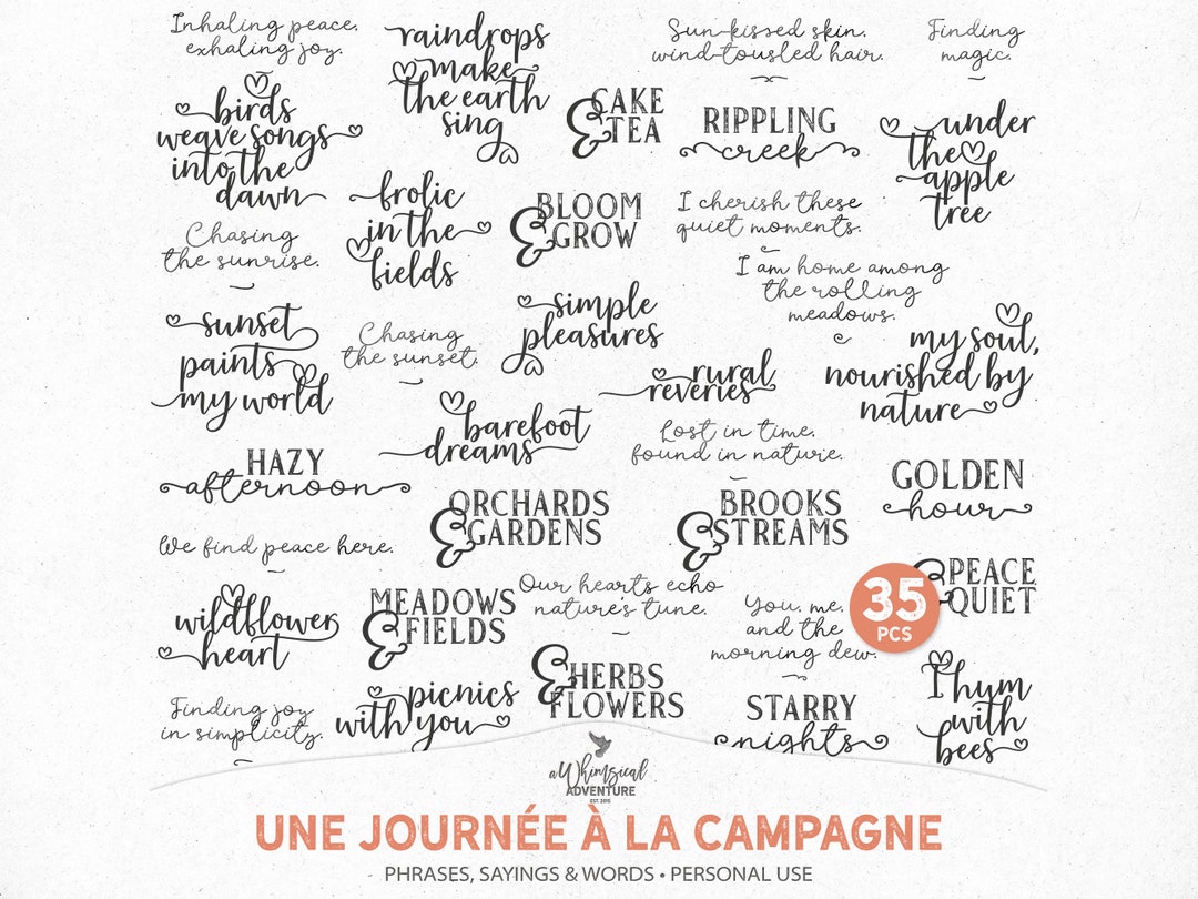 Cottagecore Country and Farm Life Poetry and Phrase PNG Files for ...