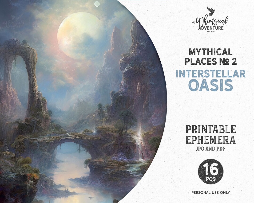 Interstellar Oasis Outer Space Printable Celestial Junk Journal Ephemera Pack, Digital Download ...