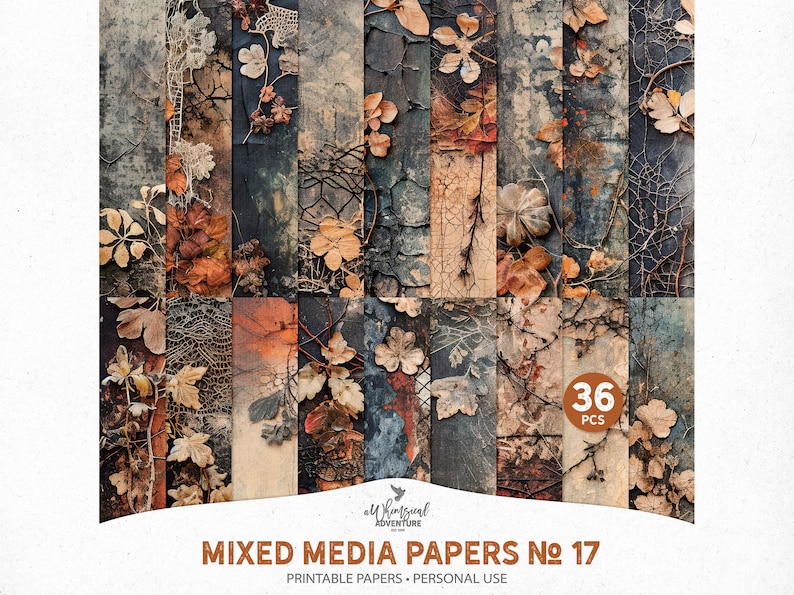 Grunge Printable Mixed Media Art Collage Scrapbook Paper, Digital ...