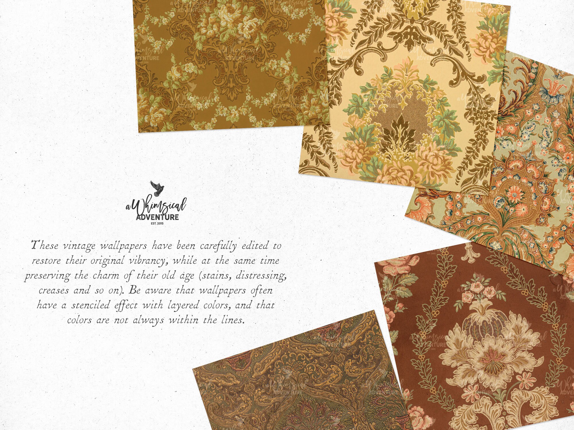 Printable Fall Digital Paper Botanical Vintage Wallpaper for - Etsy