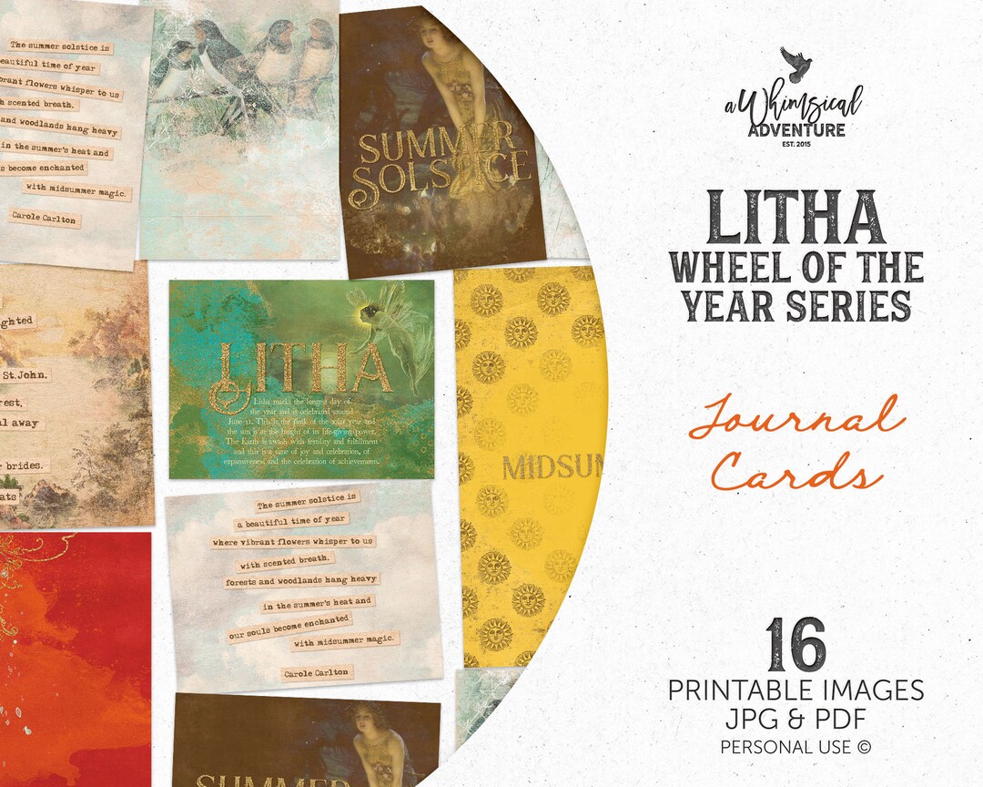 Litha Printable Journaling Cards Junk Journal Collage Sheet - Etsy