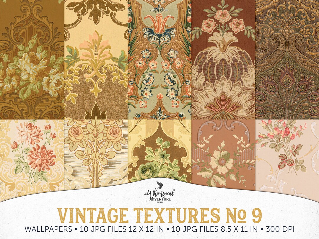 Printable Fall Digital Paper, Botanical Vintage Wallpaper for ...