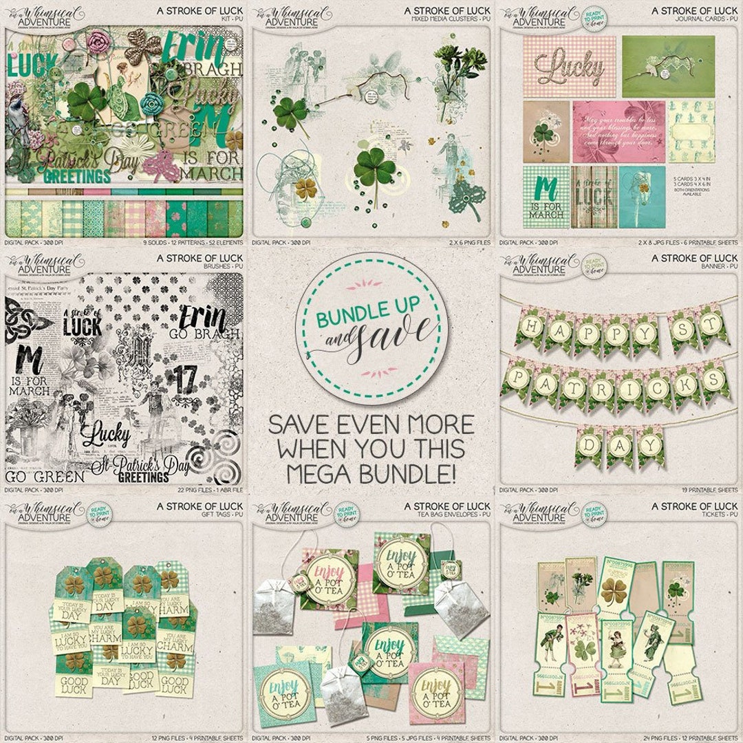 Irish Paper Craft Supplies, Shamrock Scrapbooking, Printable Party ...