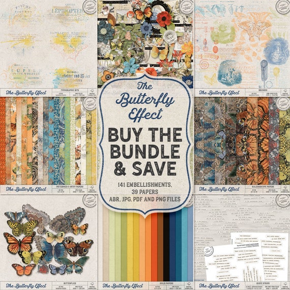 Butterfly Scrapbook Bundle Vintage Butterflies Papers And | Etsy