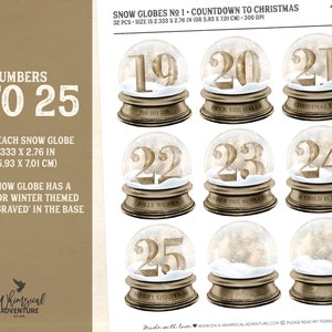 Printable Christmas Snow Globe Countdown for Advent Calendar - Etsy