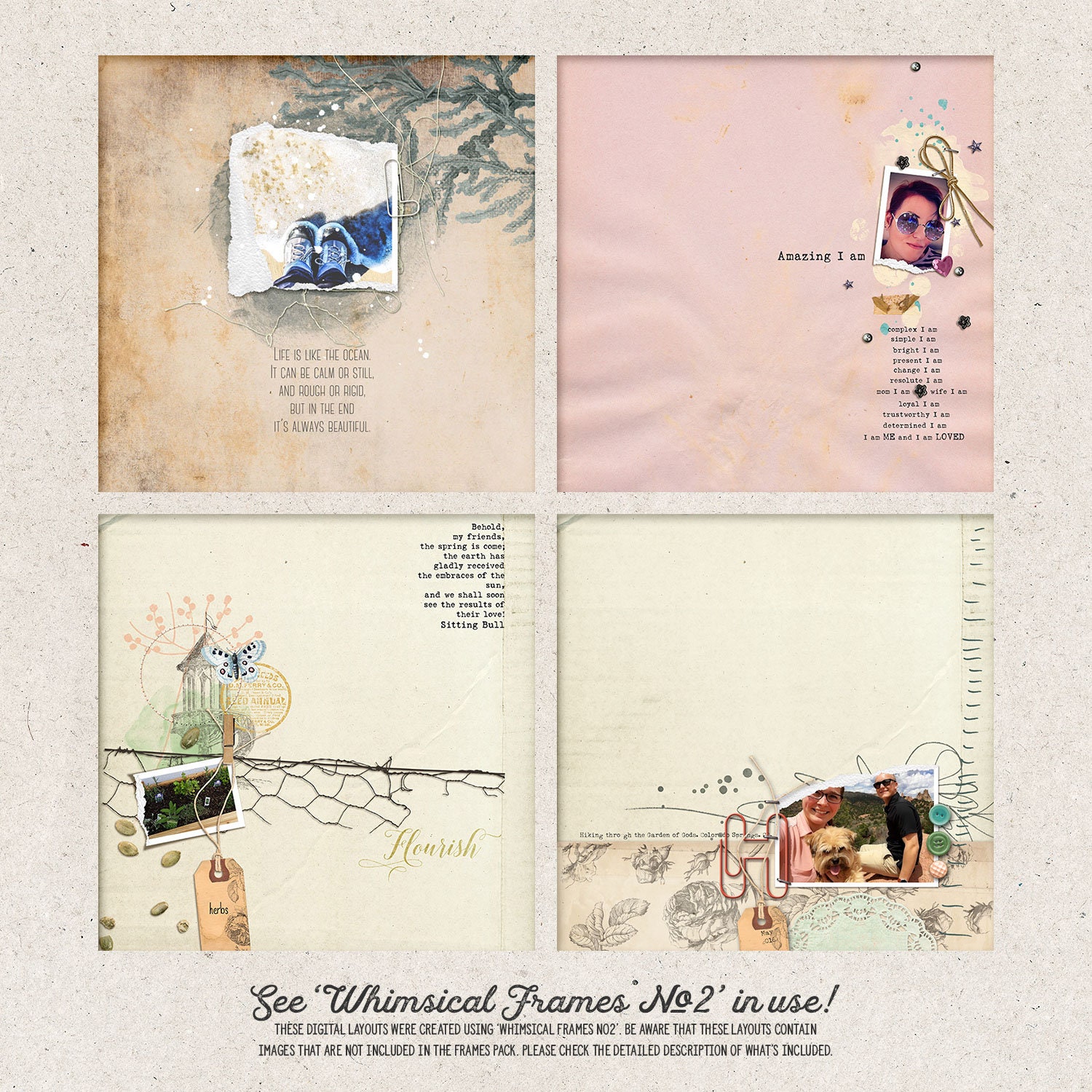 Distressed Frames, Picture Frame Set, Torn Edges, Instant Download ...
