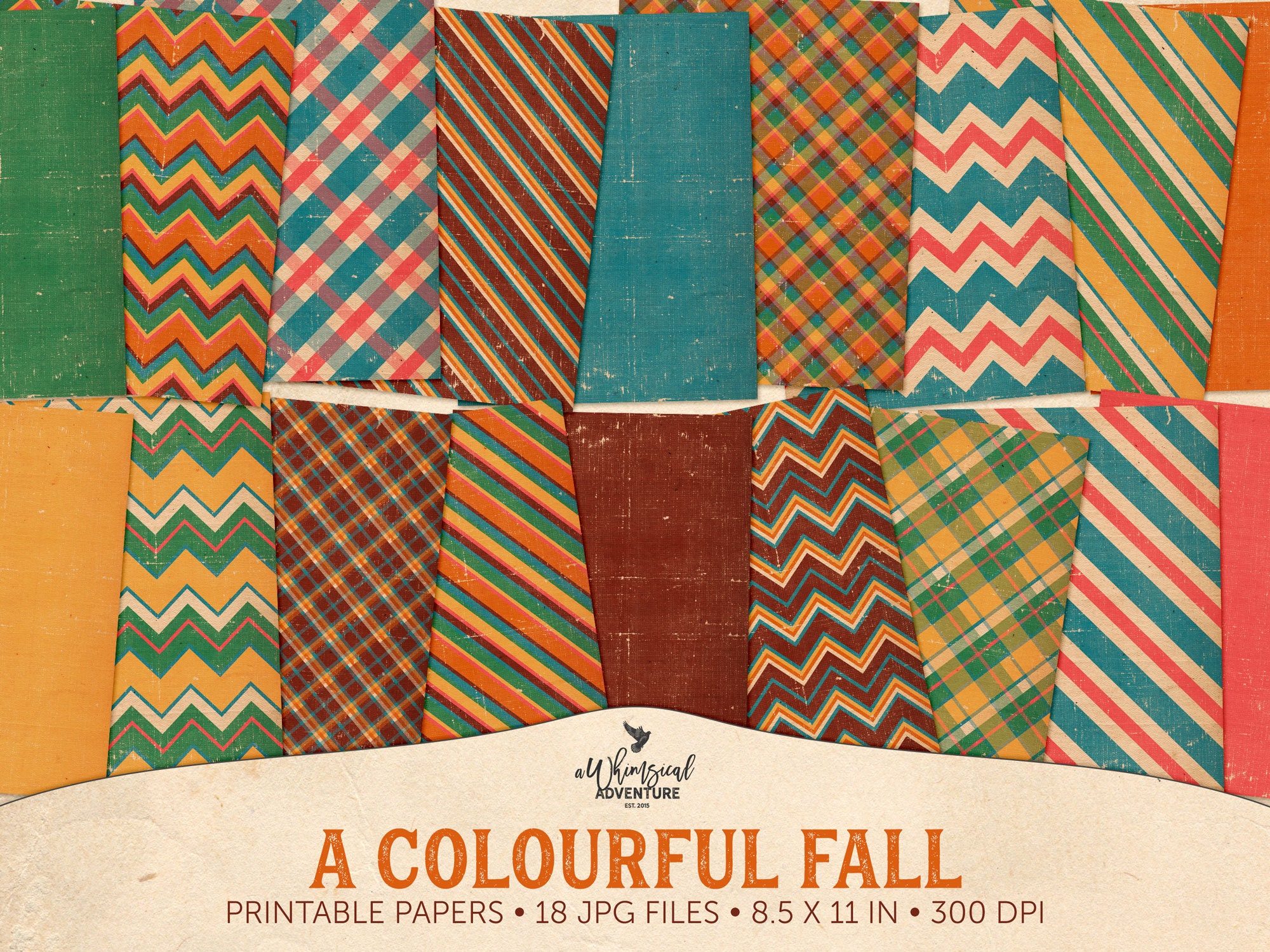 Scrapbook Paper Printable Letter Size Fall Colors Geometric - Etsy