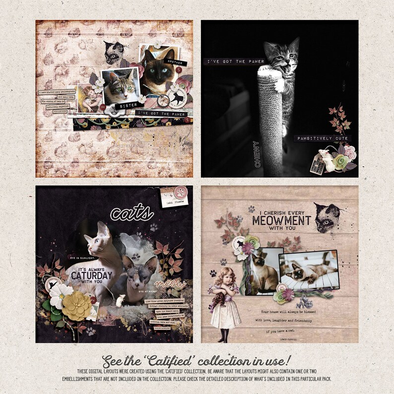 Printable Cats Kitten Journal Cards Collage Sheets, Digital Download ...