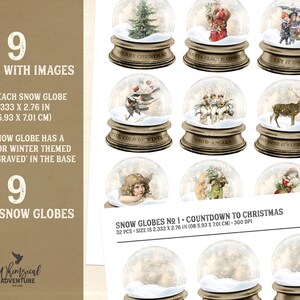 Printable Christmas Snow Globe Countdown for Advent Calendar - Etsy
