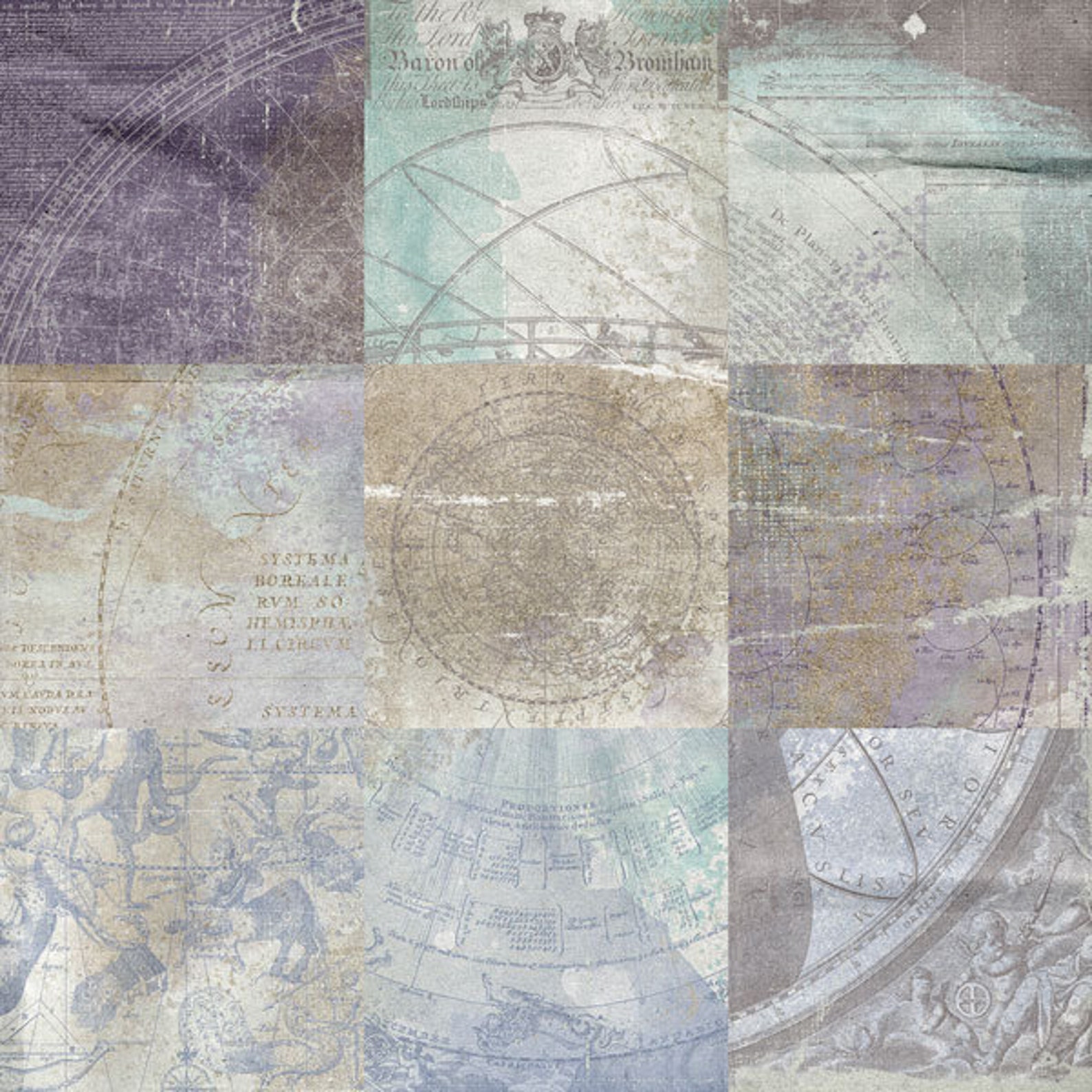 Celestial Scrapbook Paper - Vintage Astronomy Background - Zodiac ...