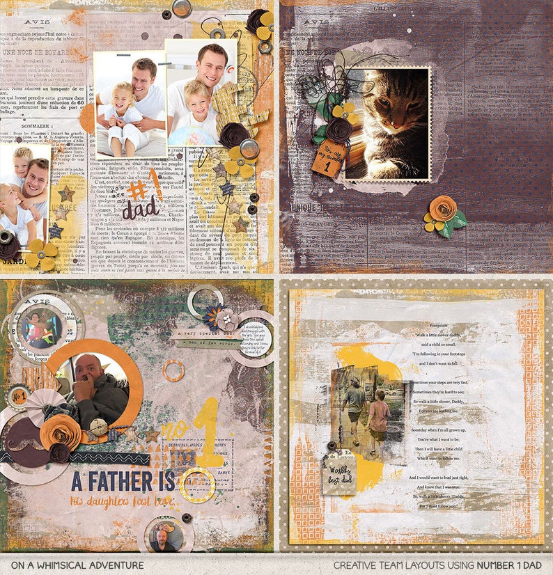 Digital Scrapbook Paper, Mixed Media Art, Father's Day Gift, for Him ...
