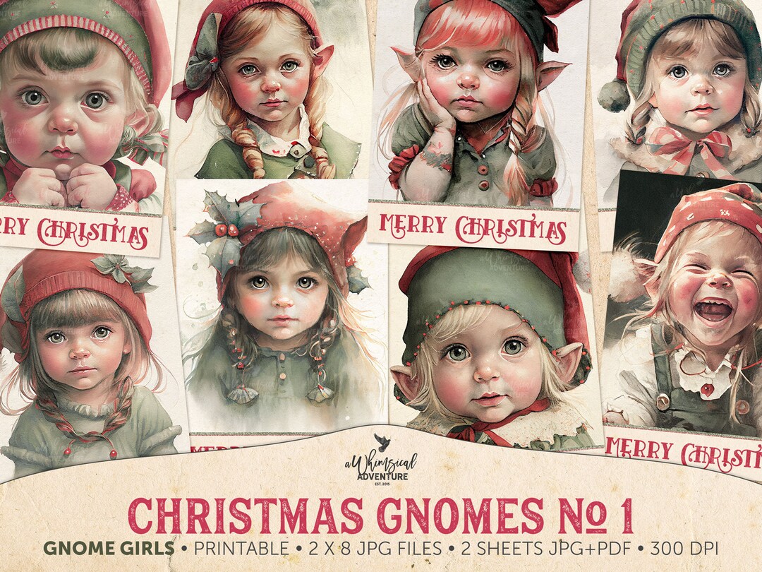 Watercolor Christmas Gnomes Printable Artist Trading Cards - Etsy