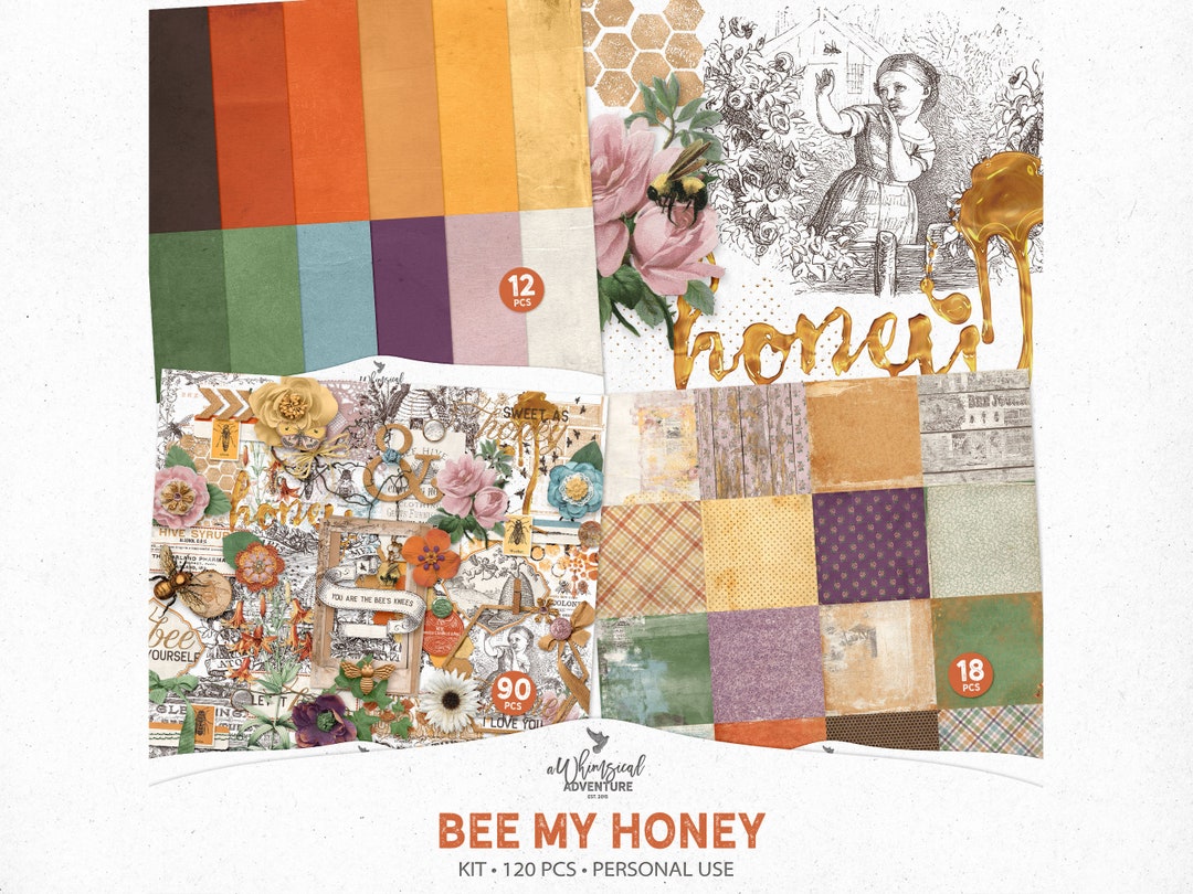 Bee My Honey, Digital Scrapbook Kit, Beekeeper Gift, Save the Bees ...