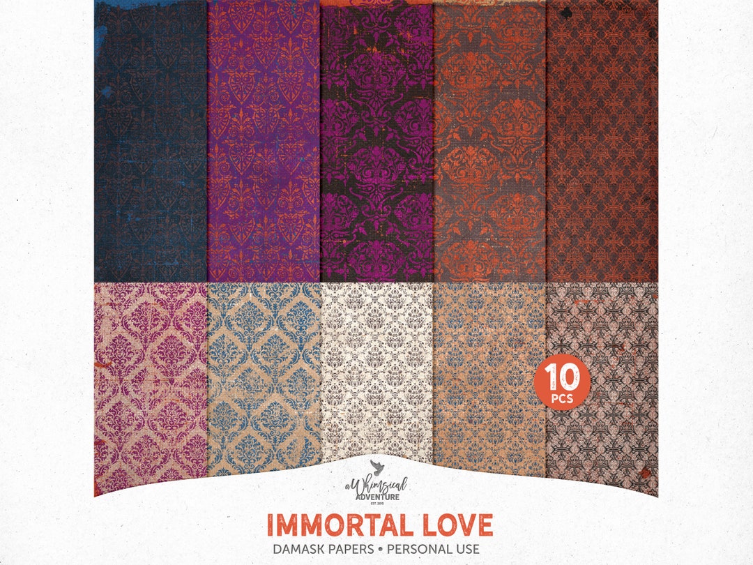 Vampire Goth Digital Halloween Paper, Vintage Style Damask Scrapbook ...