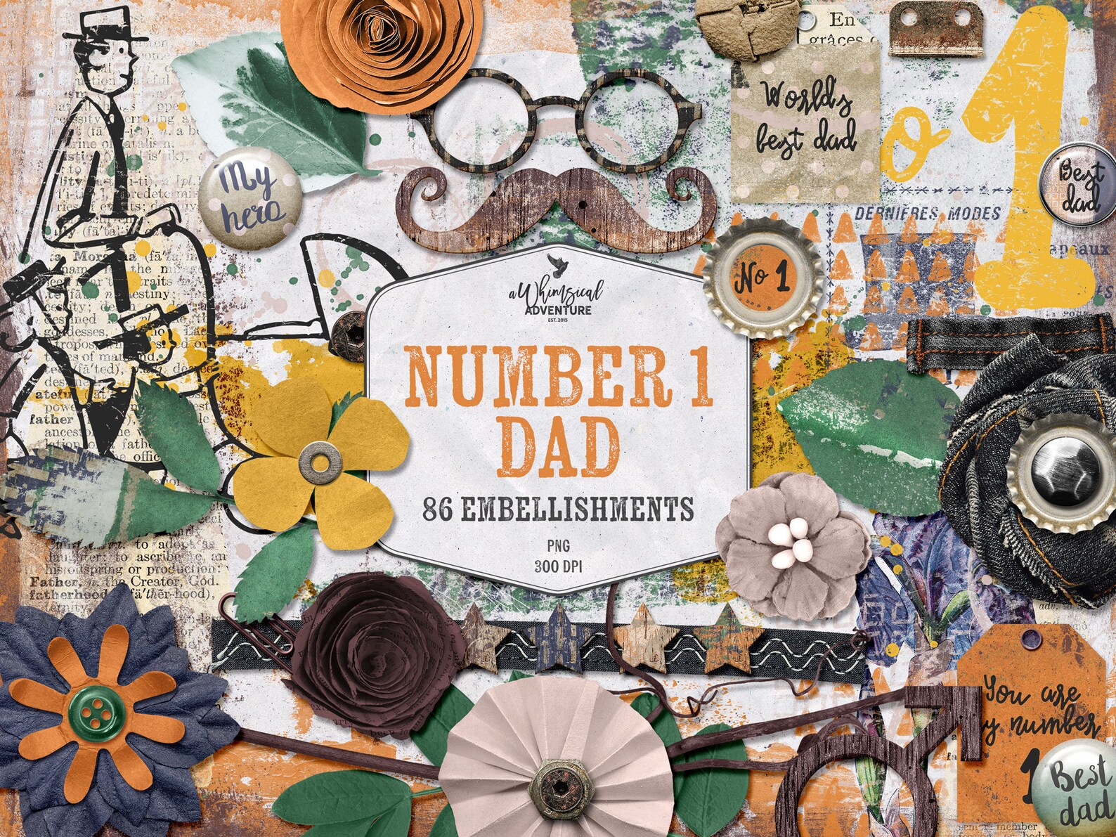 Father's Day Digital Clip Art Digital Scrapbook | Etsy