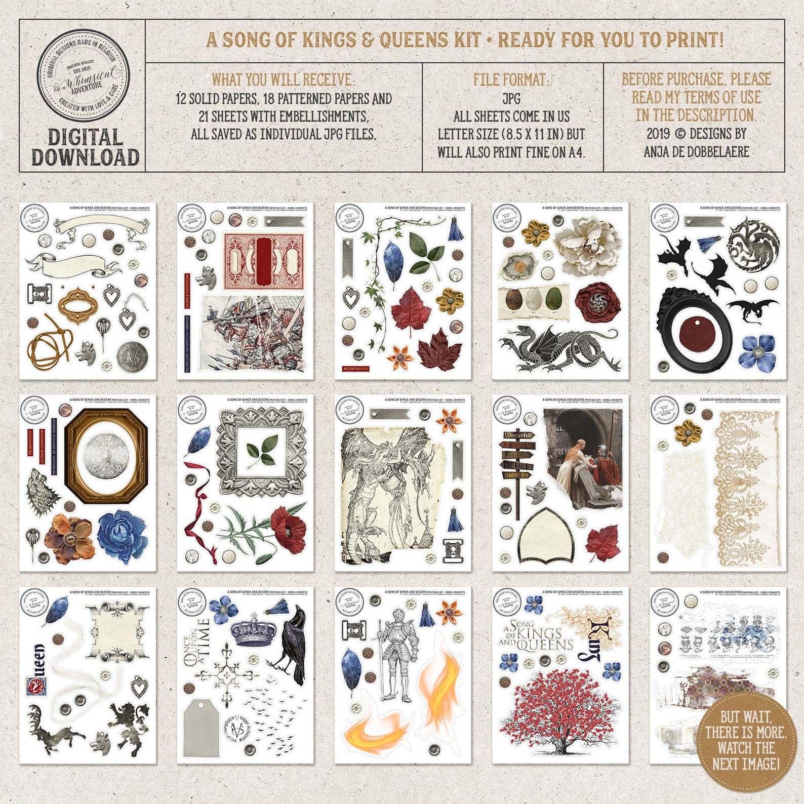 Medieval Style Printable Scrapbook Kit, Digital Scrapbook, Fantasy Junk ...