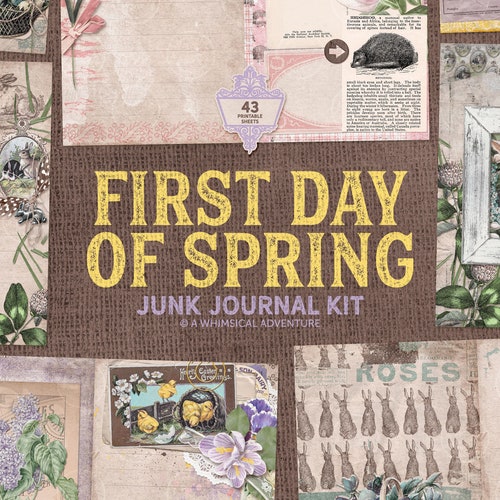 Printable Junk Journal Kit First Day of Spring Digital | Etsy