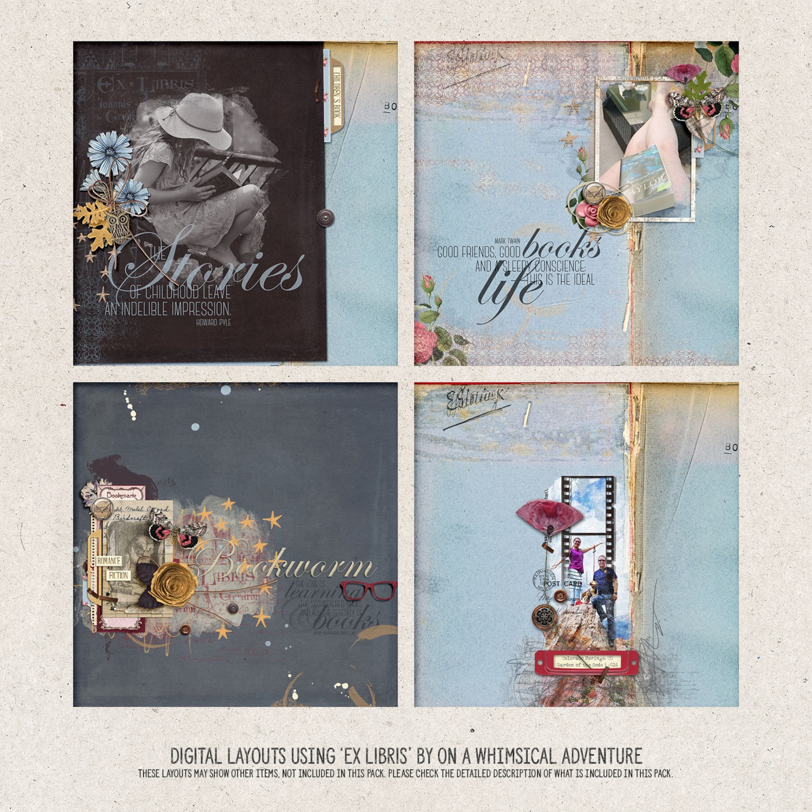 Ex Libris, Digital Scrapbook Embellishments, Librarian Gift, Scrapbook ...