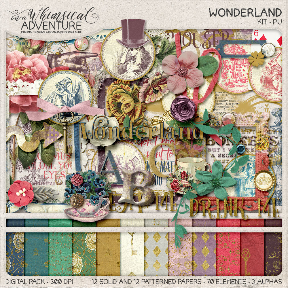 Alice In Wonderland Scrapbook Kit Digital Scrapbooking | Etsy