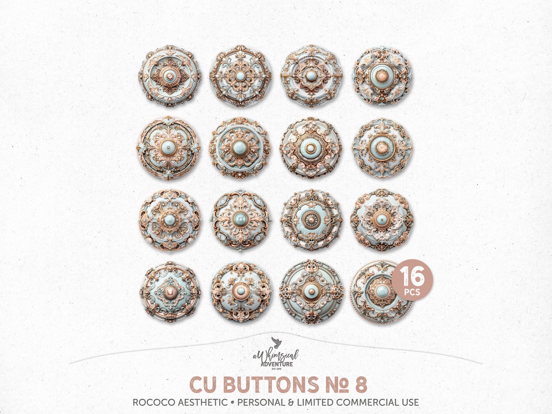 Pastel Buttons Clipart Rococo Aesthetic Digital Download PNG ...