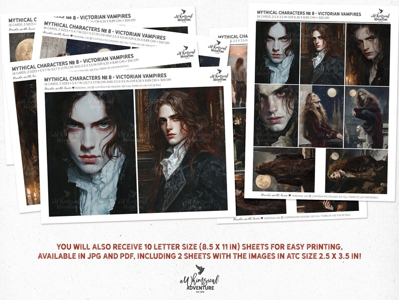 Victorian Goth Vampire Art for Junk Journals - Moody Printable Scenes ...