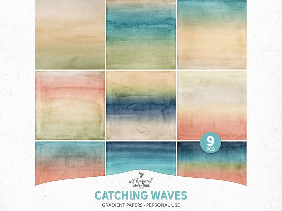 Ombre Digital Paper, Gradient Set, Watercolor Texture, Instant Download ...
