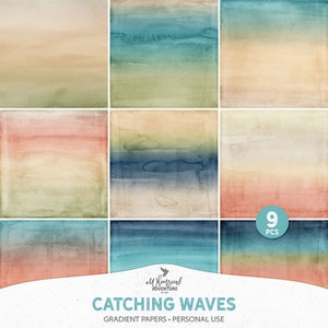 Ombre Digital Paper, Gradient Set, Watercolor Texture, Instant Download ...