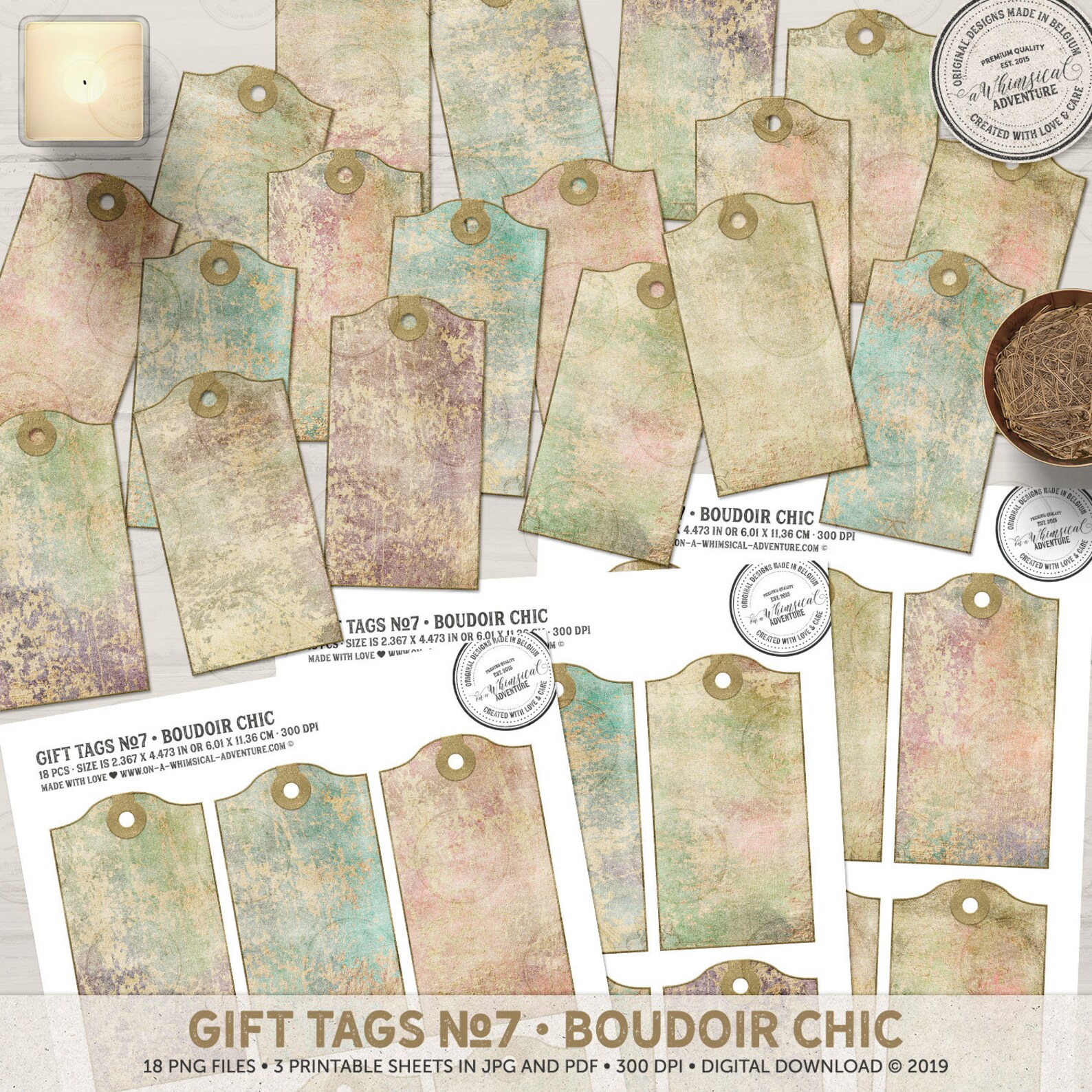 Gift Tags Boudoir Shabby Chic Printable Labels Rose Gold - Etsy
