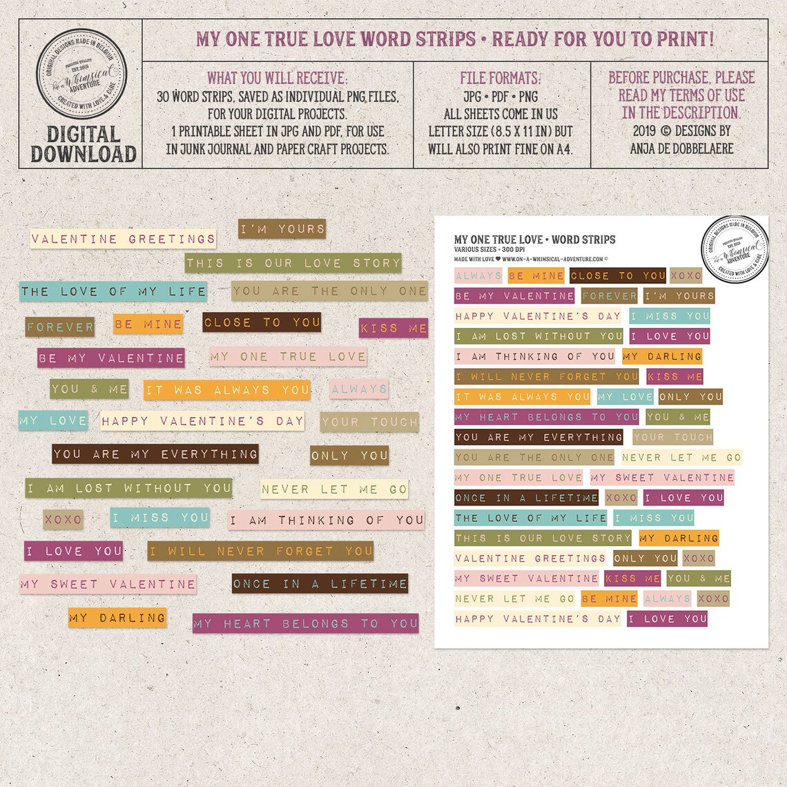 Romantic Messages Dymo Tape Labels Word Clip Art Valentine - Etsy