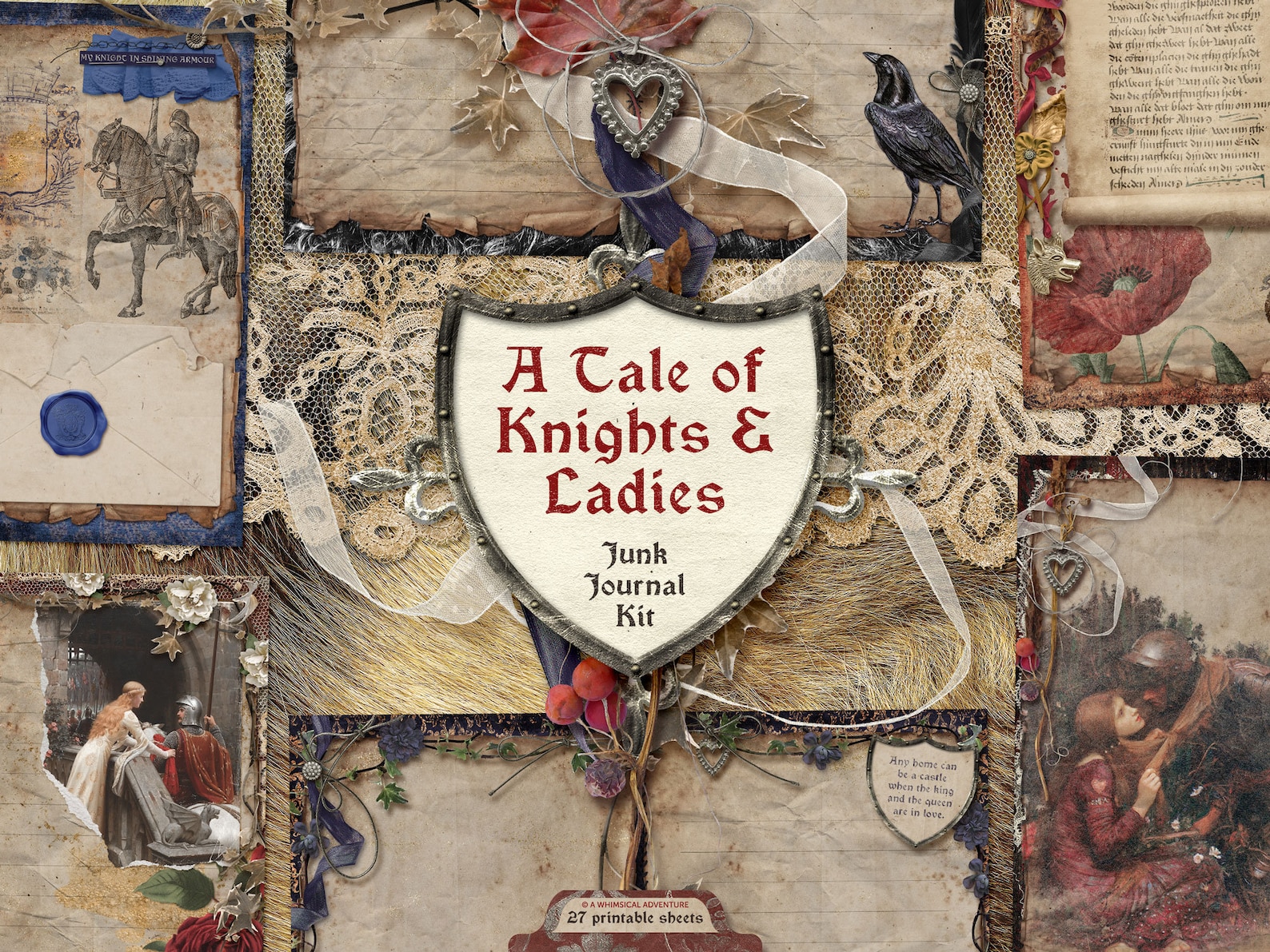 Junk Journal Kit Medieval Journal Once Upon A Time Knights - Etsy