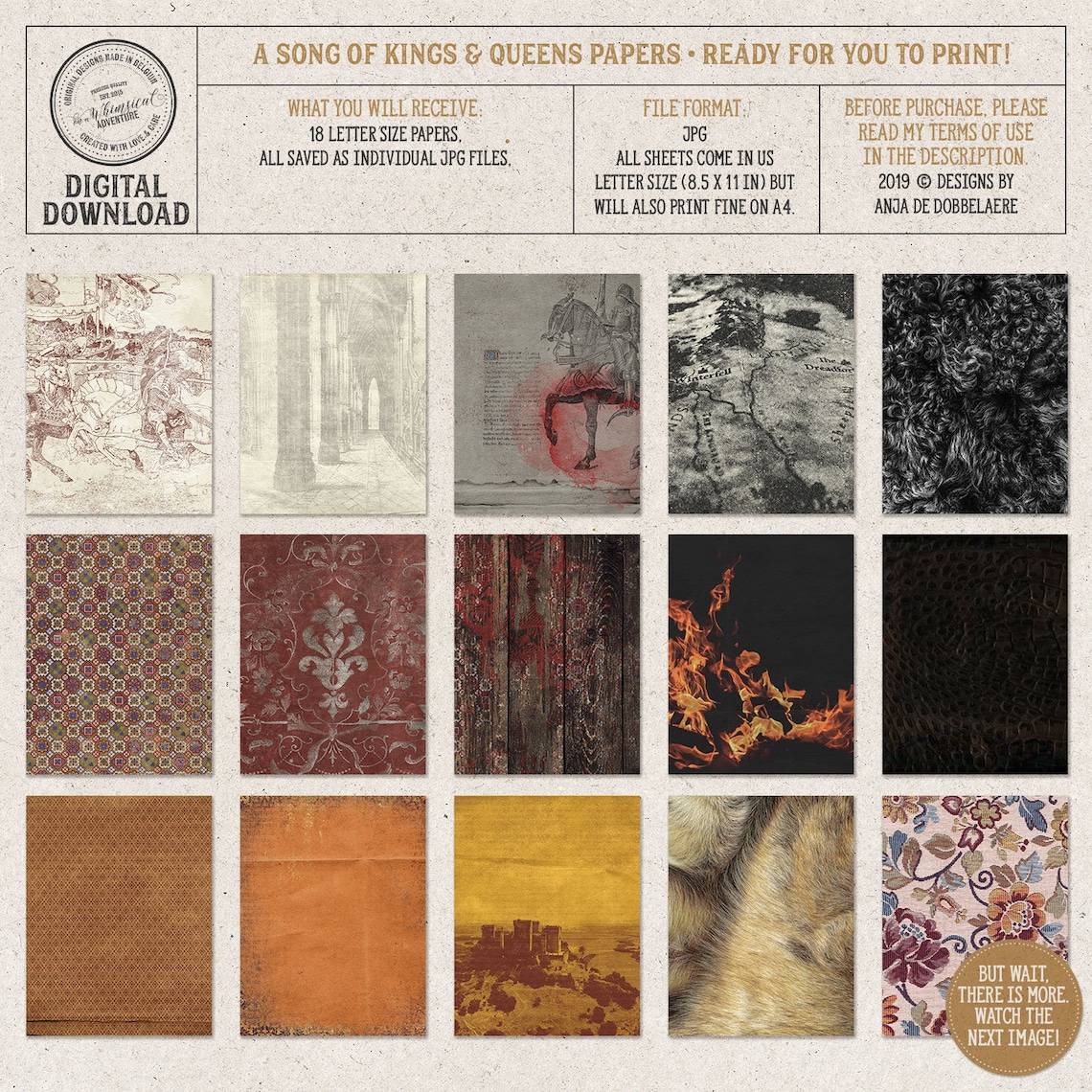 Printable Medieval Style Paper, Fantasy Junk Journal, Knights and Armor ...