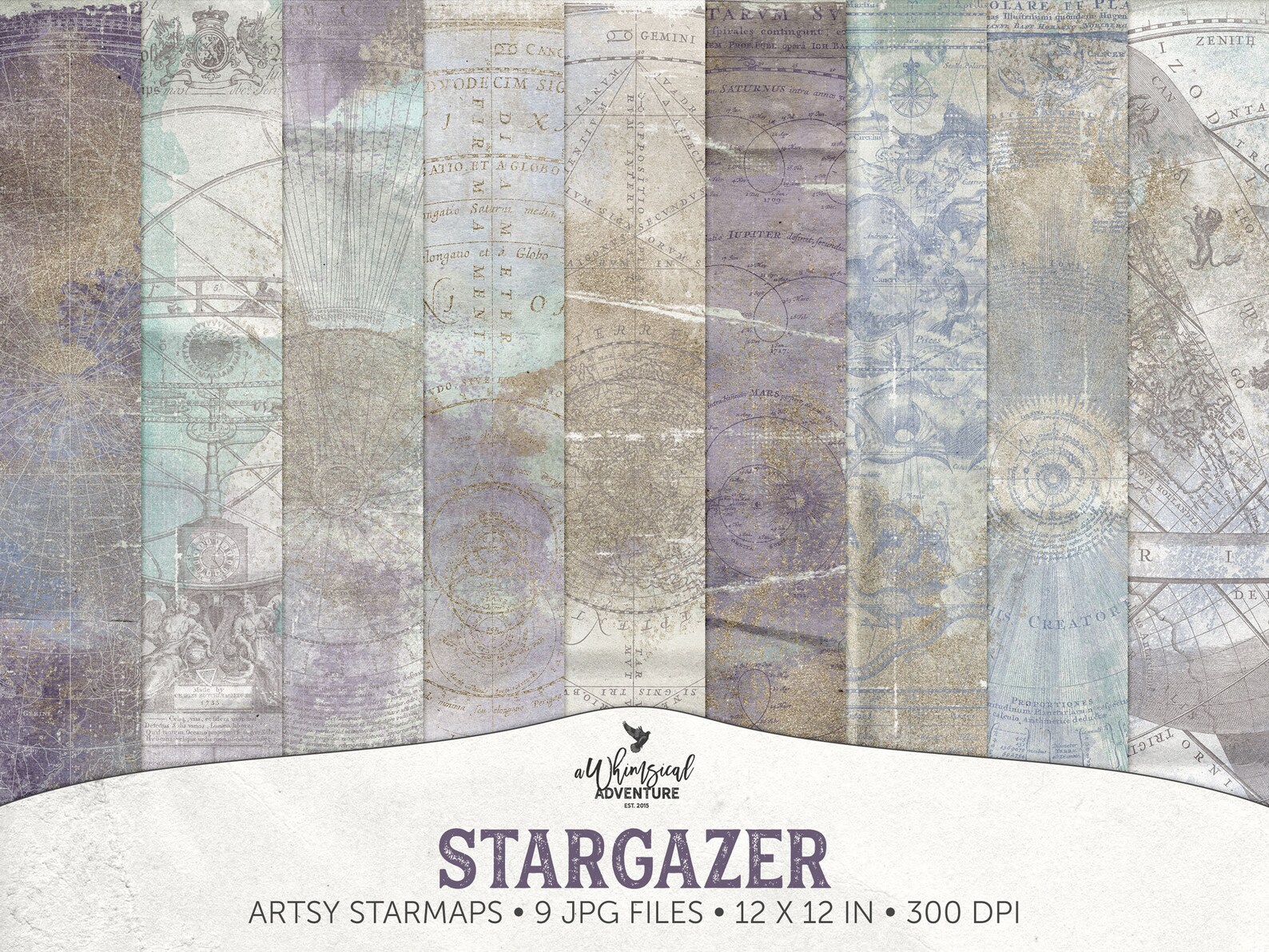 Celestial Scrapbook Paper Vintage Astronomy Background - Etsy