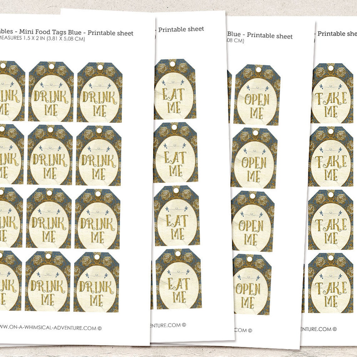 Printable Alice in Wonderland Mini Food Tags Party | Etsy