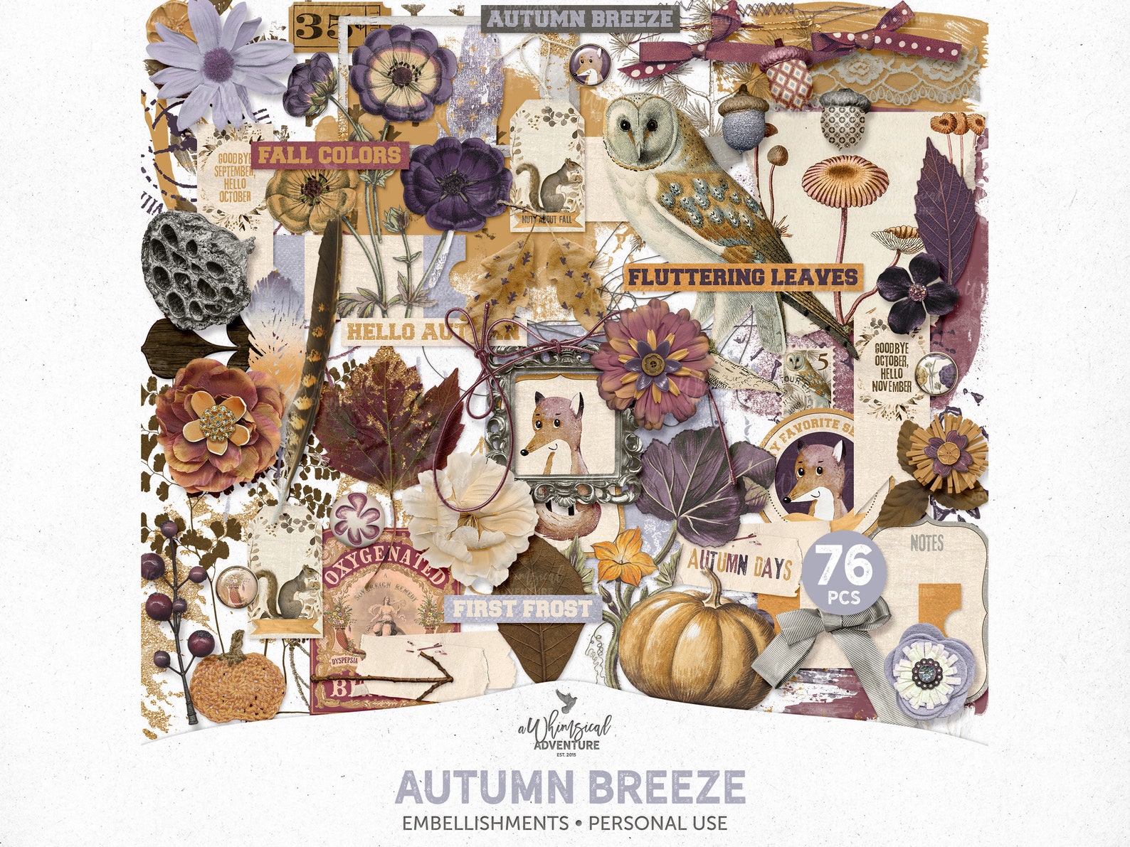 Autumn Decor, Scrapbook Kit, Craft Kit, 12x12 Papers, Fall Colors ...