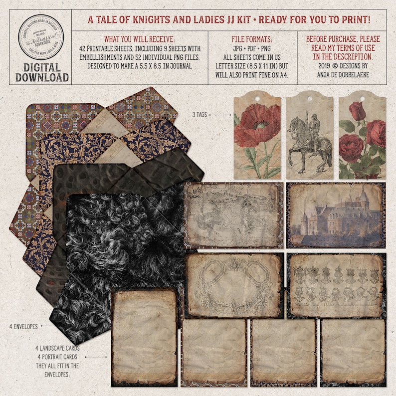 Junk Journal Kit Medieval Journal Once Upon A Time Knights - Etsy