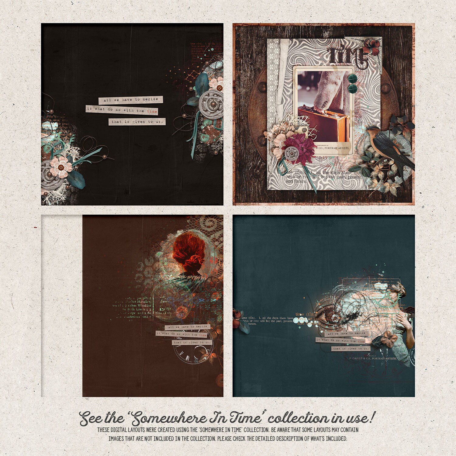 Somewhere in Time, Digital Scrapbook Kit, Victorian Style, Vintage ...