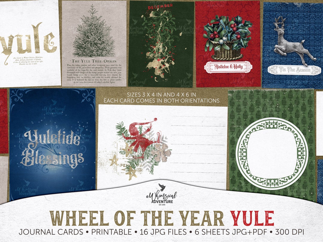 Yule Wheel of the Year Printable Journal Cards Collage Sheets, Digital ...