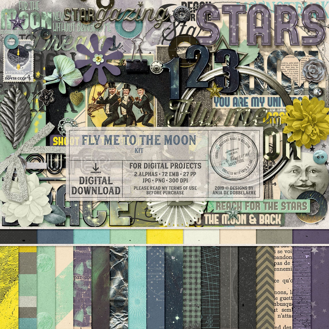 Outer Space Scrapbook Kit To The Moon And Back Astronomy | Etsy