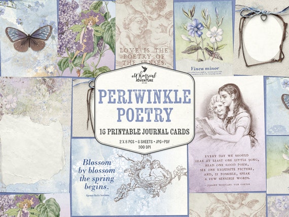 Periwinkle Poetry Printable Journal Cards Scrapbooking - Etsy
